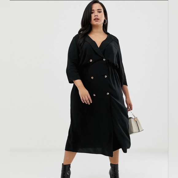 ASOS Curve | Dresses | Asos Design Curve Double Buttonthrough Collared Midi Shirt Dress Plus ...
